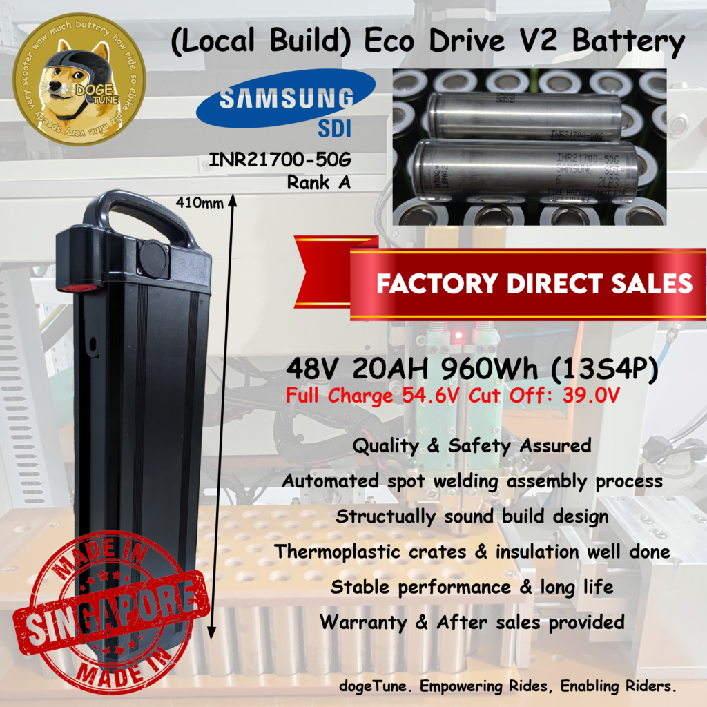 48v 20ah Samsung 21700 Li-ion Battery Pack For Eco Drive V2 / V3 - dogeTune